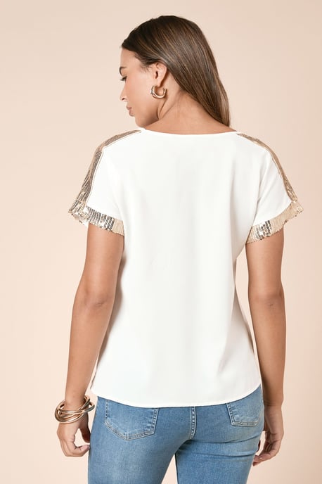 Short Sleeve T-Shirt Sequin Blouse