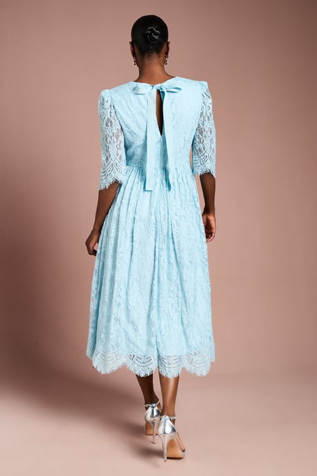 Lace Short Sleeve Midi Dress