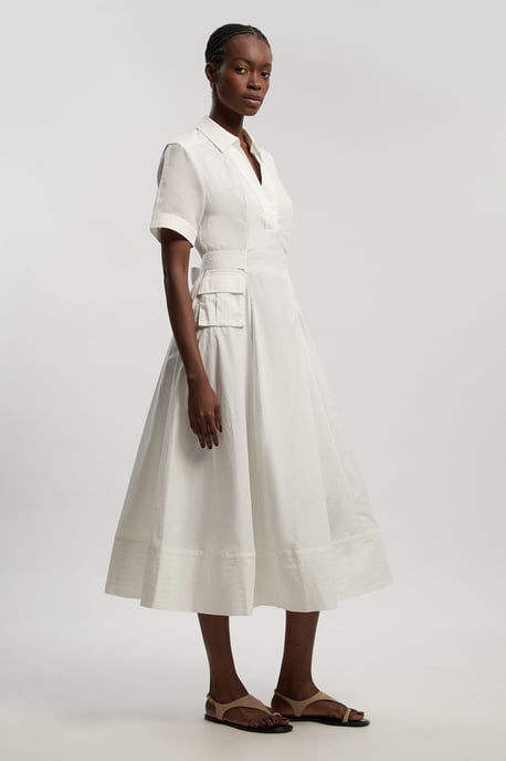 Utility Organdie Cotton Mix Woven Maxi Dress