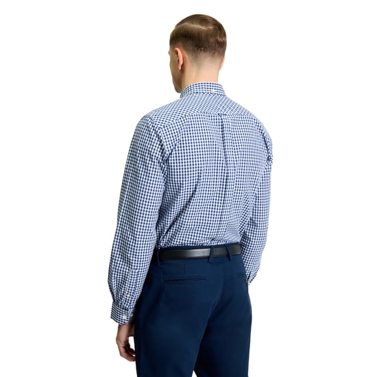 Ben Sherman Herr Signatur Gingham Skjorta med Långa Ärmer (Mörkblå)