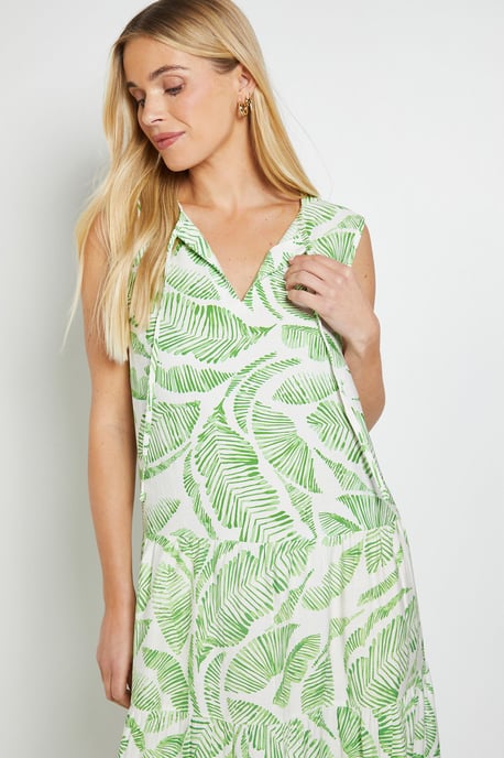 Petite Tropical Tiered Sleeveless Maxi Dress