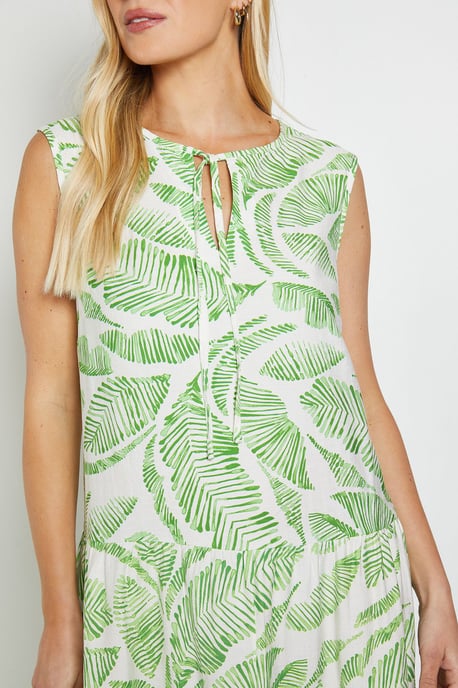 Petite Tropical Tiered Sleeveless Maxi Dress