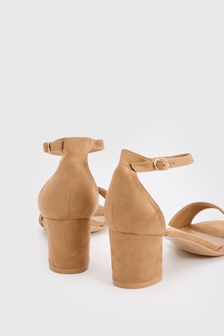 Catty Faux Suede 2 Part Block Heeled Sandals