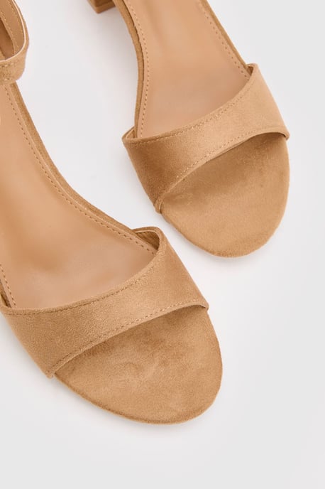 Catty Faux Suede 2 Part Block Heeled Sandals