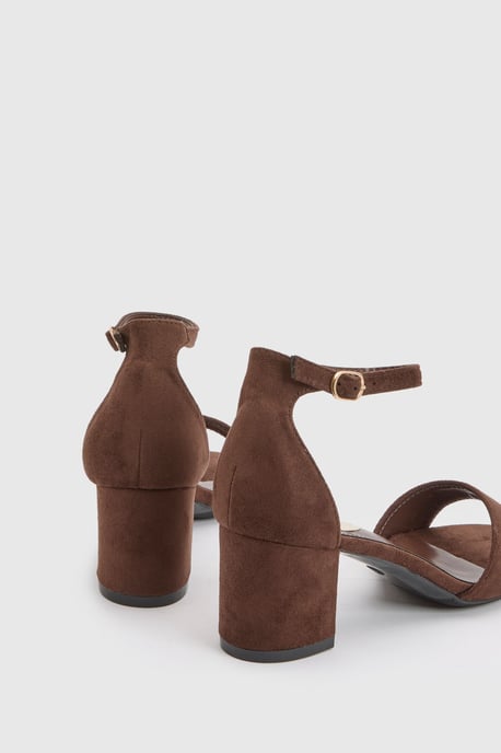 Catty Faux Suede 2 Part Block Heeled Sandals