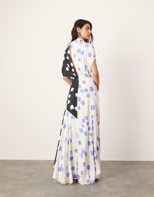 ASOS EDITION kjolklänning med päronhals och asymmetrisk fåll i ...