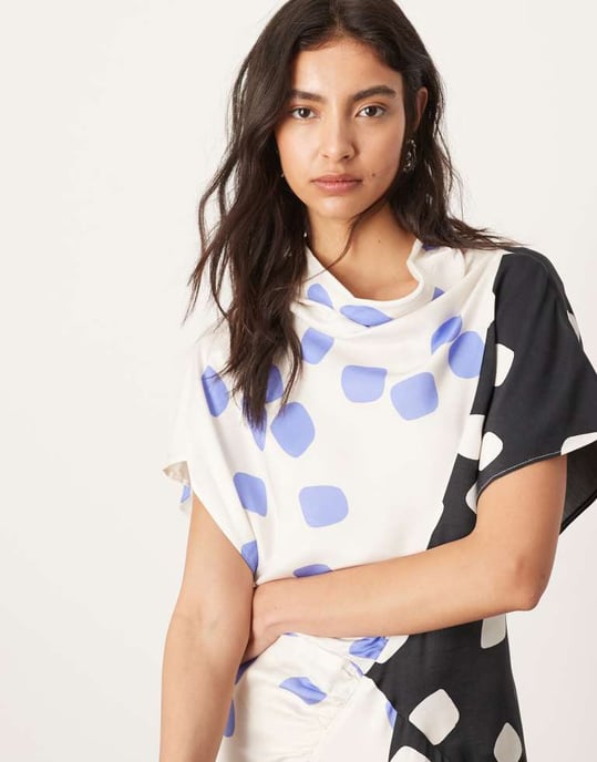 ASOS EDITION kjolklänning med päronhals och asymmetrisk fåll i ...