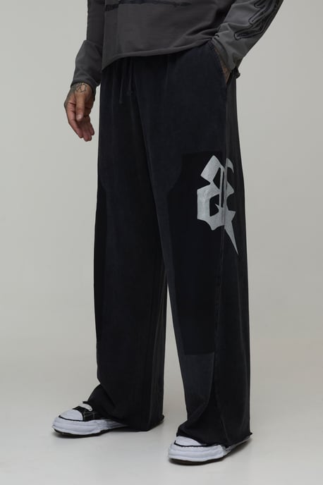 Tall Extreme Wide Leg Embellished Washed Loopback Jogger
