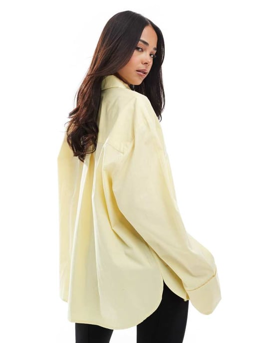 ASOS DESIGN poplin extreme cuff oversized shirt in buttermilk