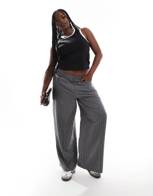 ASOS DESIGN Curve relaxed straight leg trousers with 5 pocket detail in ...