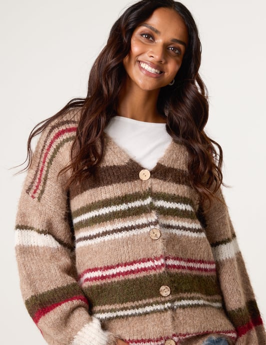 Multi Stripe Knit Cardigan