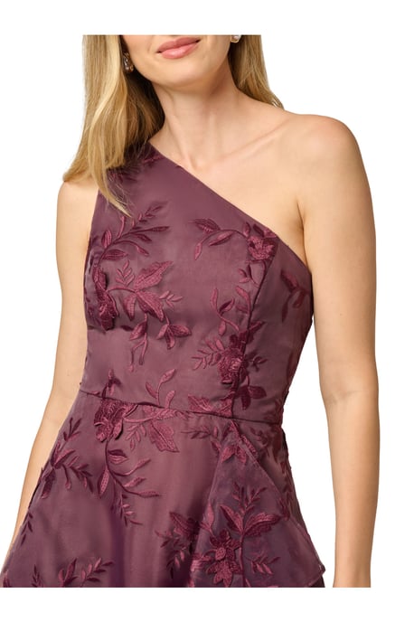 Embroidered Ruffle Gown