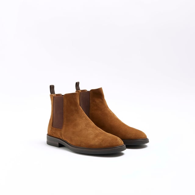 River Island Mens Chelsea Boots Brown Suede