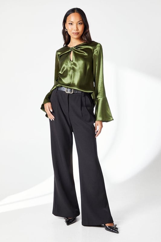 Keyhole Detail Satin Top