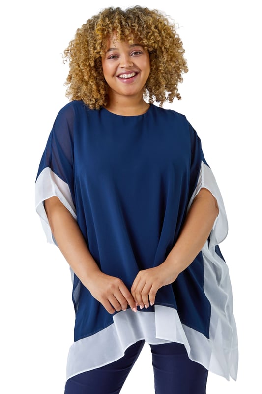 Curve Chiffon Overlay Top