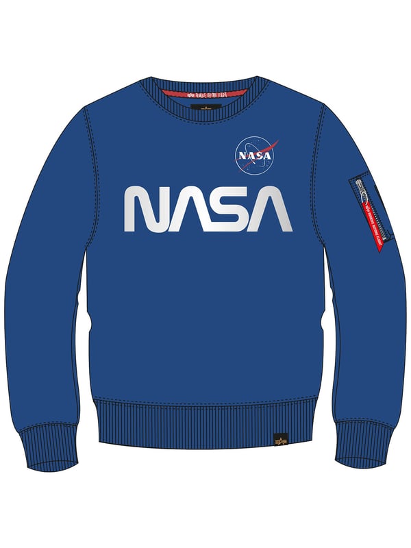 Alpha industries Men's Nasa Reflective Sweater in Medium Blue