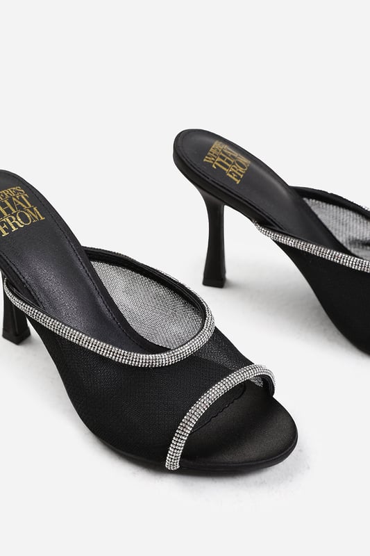 Wheres That From Womens 'Clover' Open Toe Mules With Crystal Trim