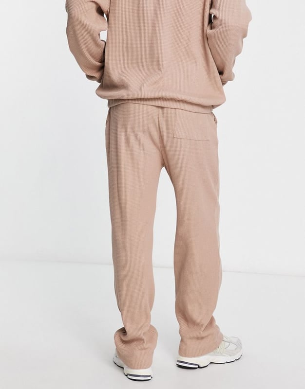 Asos Dark Future Co Ord Relaxed Fixed Hem Joggers In Waffle Texture