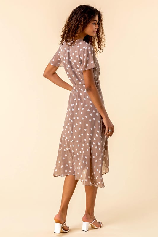 Frilled Hem Spot Print Dress