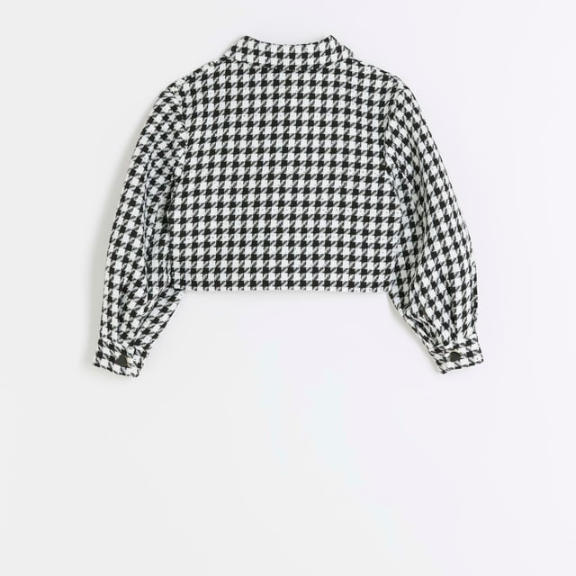 River Island Kids Girls Crop Jacket White Boucle Check