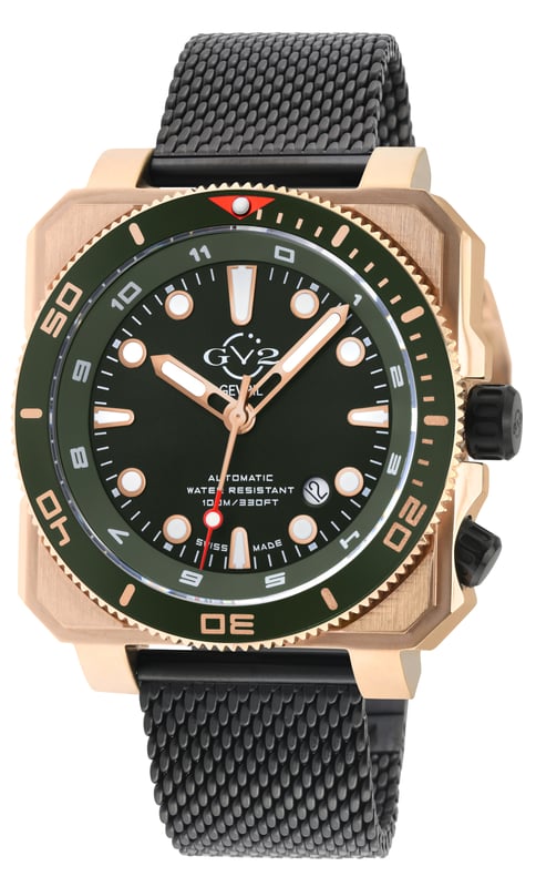 GV2 Men's XO Submarine 4543B Swiss Automatic, SW200 Movement Green ...