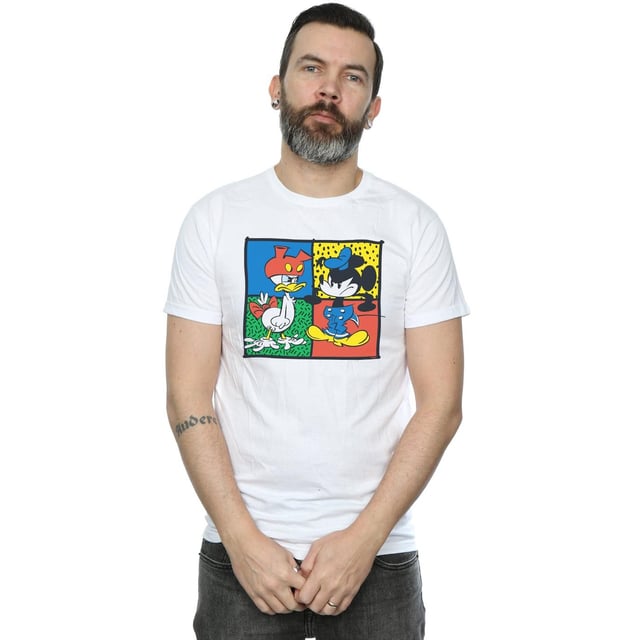 Disney Mens Mickey Mouse Donald Clothes Swap T-Shirt (White)