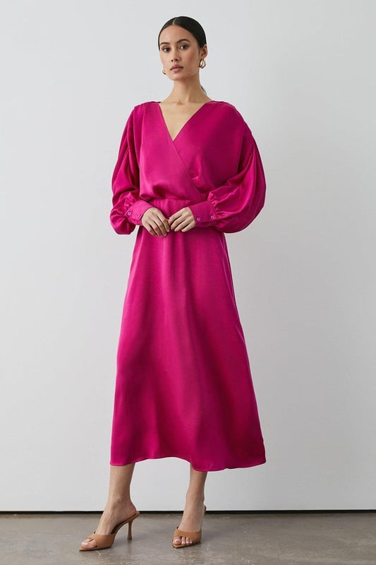 Batwing Wrap Midi Dress