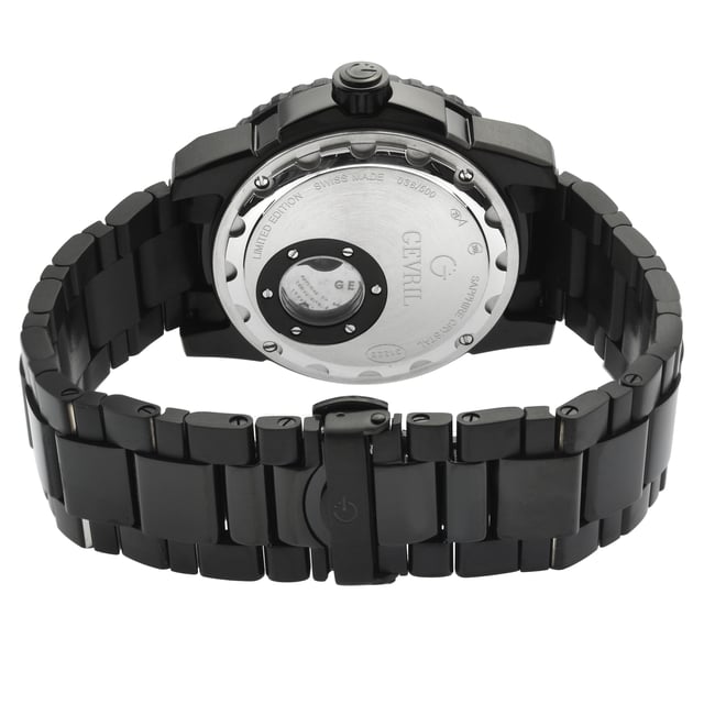 Gevril Men's Seacloud Swiss Automatic Black Dial Black PVD Watch