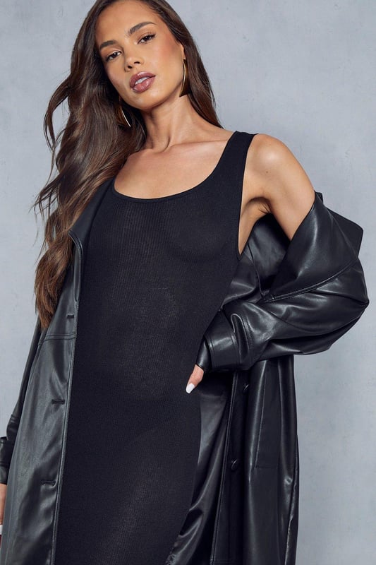 Scoop Neck Sheer Knitted Ribbed Maxi Dress