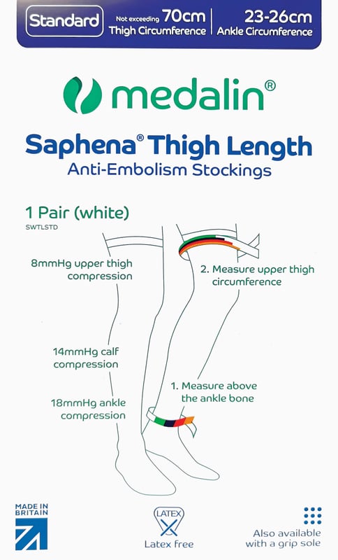 Medalin Saphena - 2 Pack Anti-Embolism Thigh High Compression Stockings ...