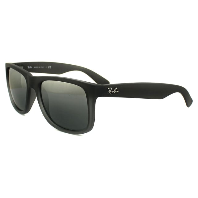 Ray-Ban Sonnenbrille Justin 4165 852/88 Gummi Grau Silber Spiegel ...