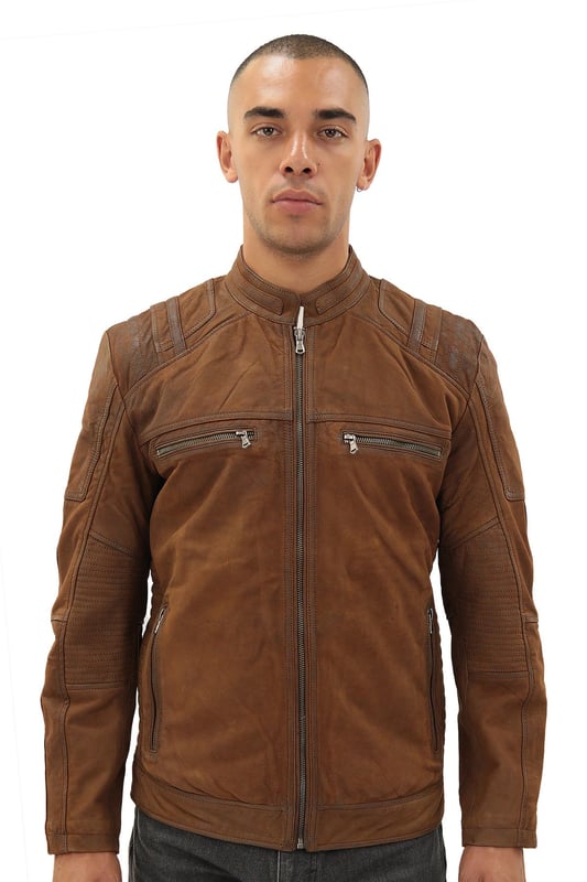 Mens Buff Leather Racer Biker Jacket-Vienna