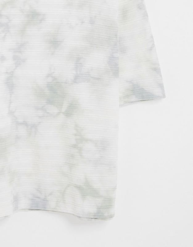 Asos Design Oversized T Shirt In Stripe Texture With Monochrome Wash Grey