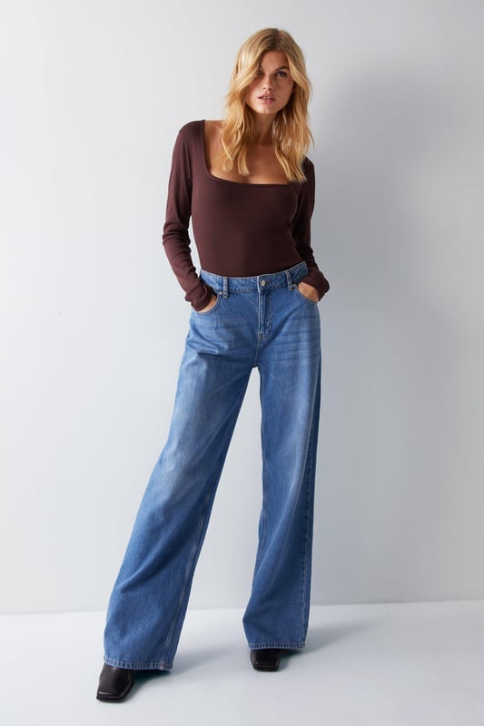 Square Neck Ribbed Bodysuit