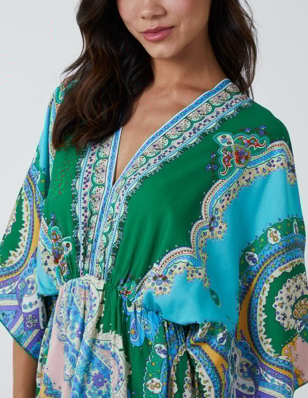 V Neck Flutter Sleeve Maxi Dress