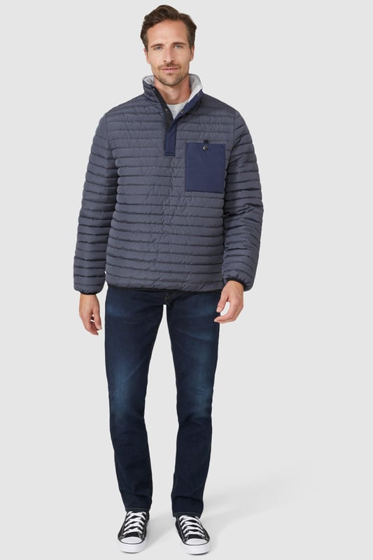Horizontal Overhead Button Neck Jacket