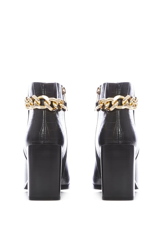 'Bailie' Black Patent Mocc Croc Ankle Boots