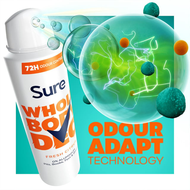 Sure Women Fresh Citrus Whole Body Deodorant Spray Aluminium Free 150ml ...