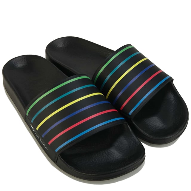 Men's Paul Smith Nyro Striped Sliders in Black