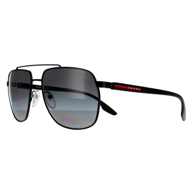 Prada Sport Aviator Mens Matte Black Grey Gradient Polarized Sunglasses