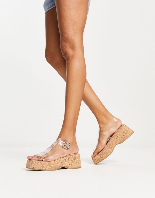 ASOS DESIGN Terra fisherman flatform sandals in clear