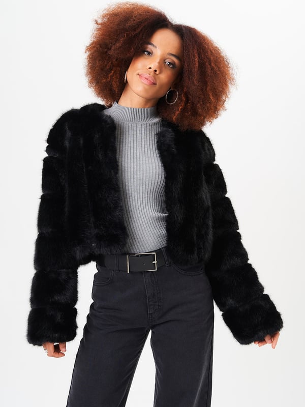 Panel Faux Fur Crop Jacket