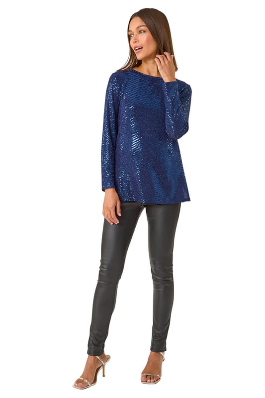 Shimmer Cowl Back Tunic Top