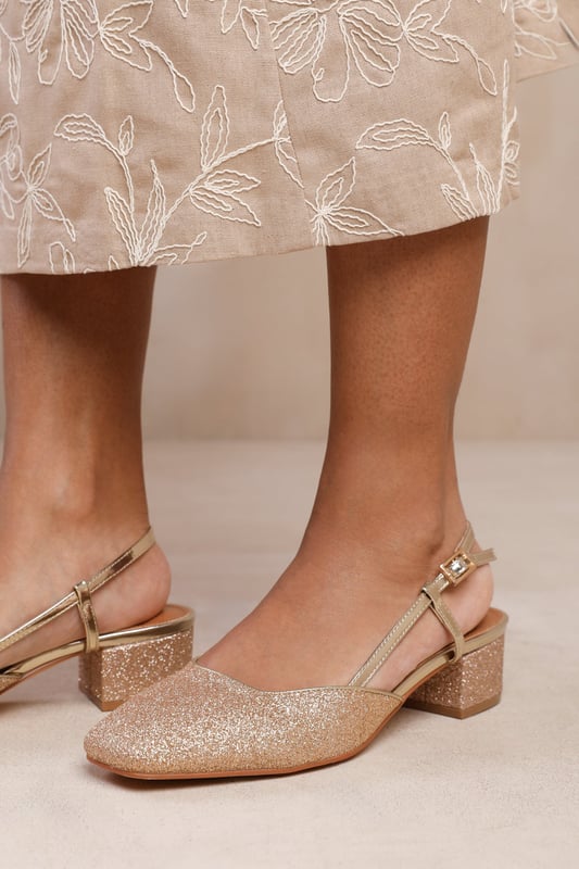 Wheres That From Womens 'Utah' Square Toe Sling Back Low Block Heel