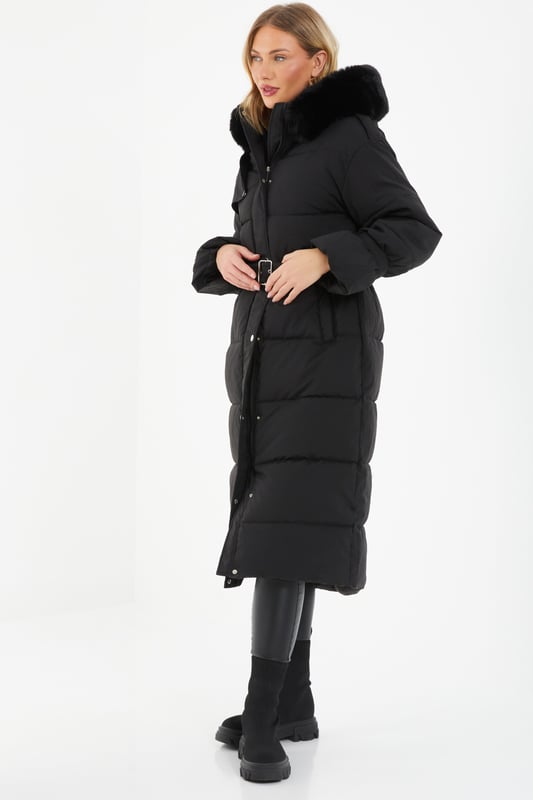 Black Padded Long Line Jacket