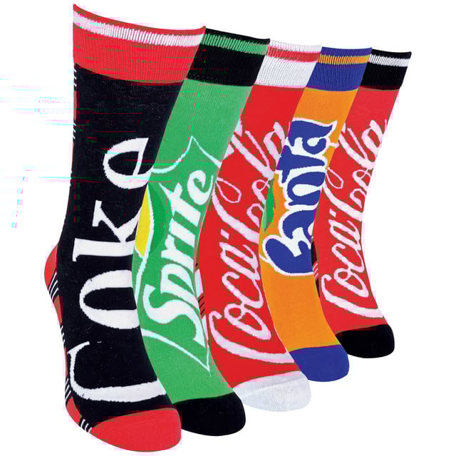 Coca Cola - 5 Pack Unisex Colourful Striped Fun Novelty Branded Logo ...