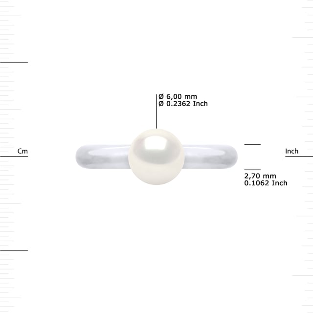 Rush Ring Adjustable Freshwater Pearl Round 6-7 mm White 925