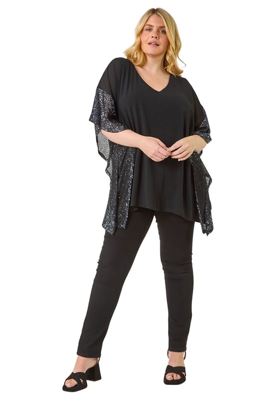 Curve Sequin Trim Overlay Top