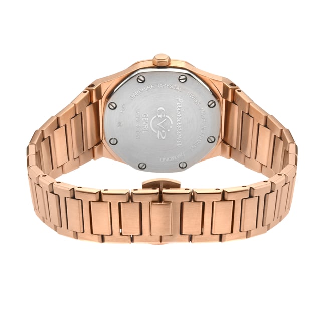 GV2 Palmanova Womens Black Dial rose gold Swiss Quartz watch