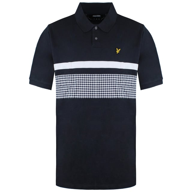 Lyle & Scott Gingham Yoke Stripe Mens Navy/White Polo Shirt